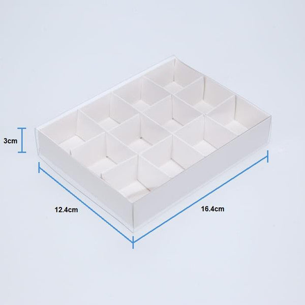 12 Chocolate Box with Clear Slide Cover - Gloss White – BOXXD™