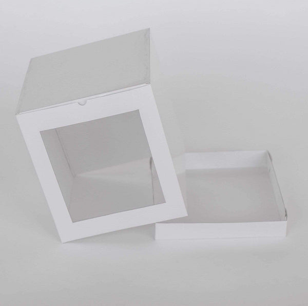 12” x 12” x 14” Tall Height Cake Box with Front Clear Window - Gloss W ...